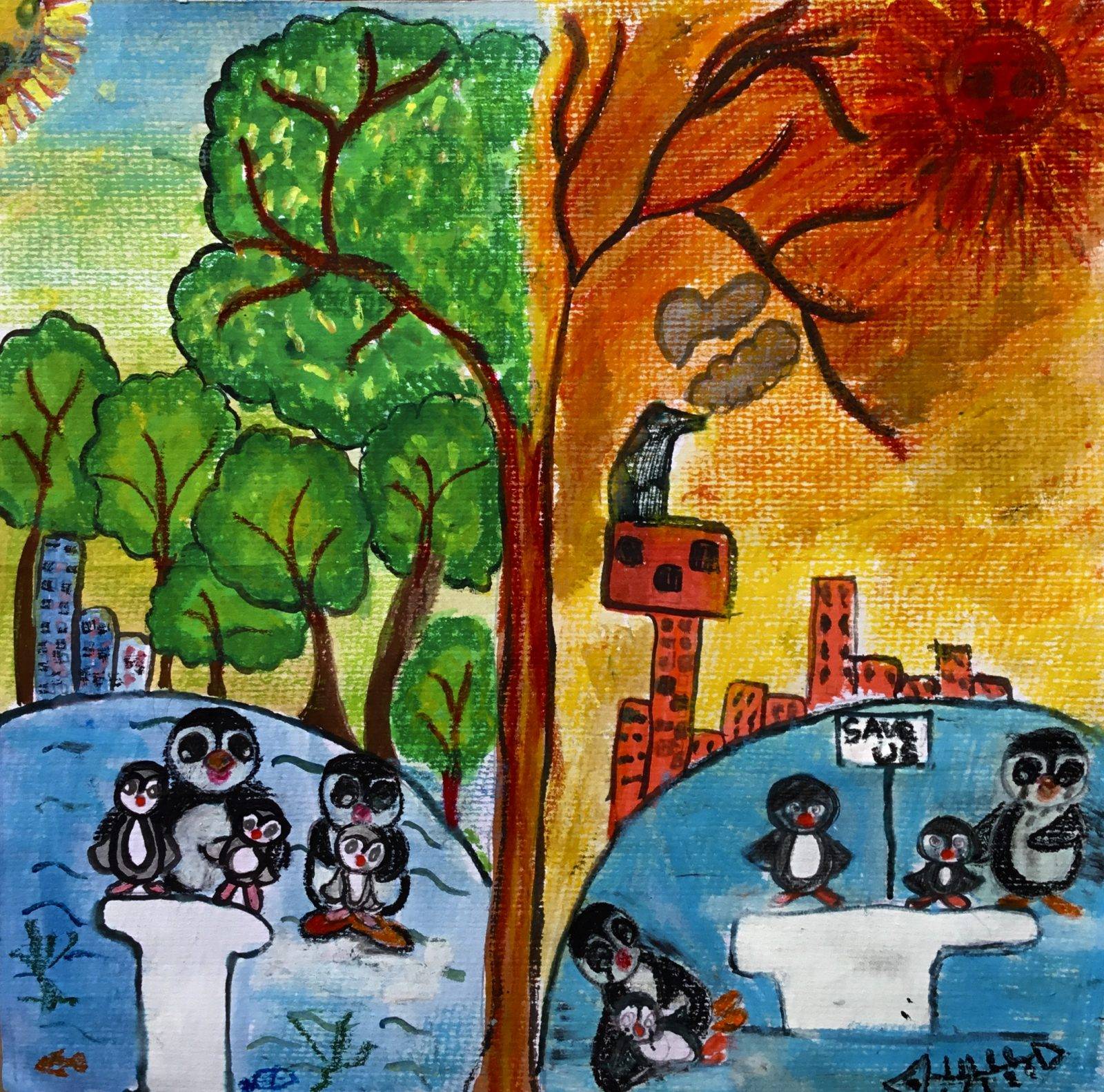 Save Trees Save Penguins - Kids Care About Climate Change