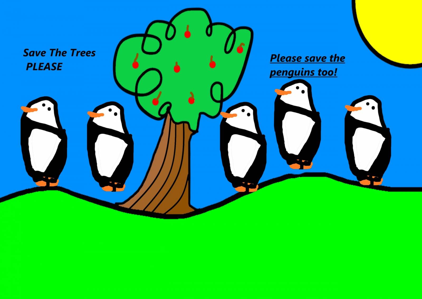 Save the trees and Penguins - Kids Care About Climate Change