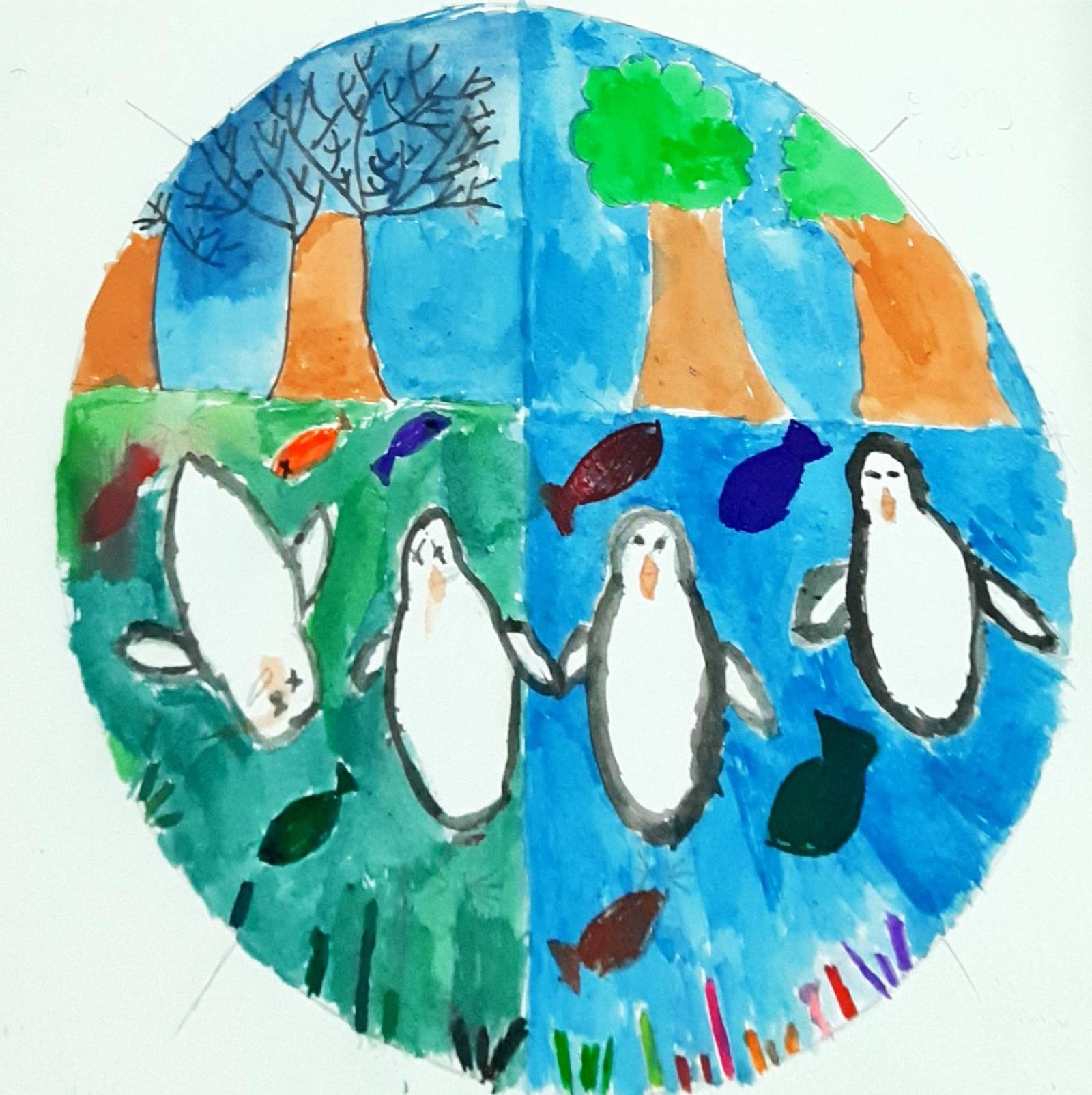 Trees and penguins - Kids Care About Climate Change 2021
