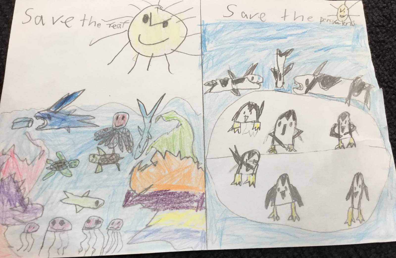 Save the reef and Save the penguins - Kids Care About Climate Change